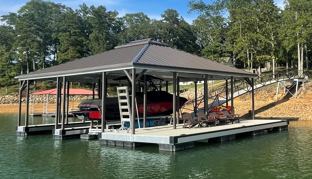 Hip Roof Gallery | Aluminum Boat Docks | Flotation Systems, Inc. | 800 ...