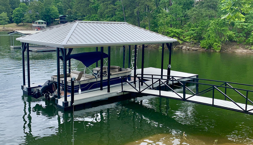 Hip Roof Gallery | Aluminum Boat Docks | Flotation Systems, Inc. | 800 ...